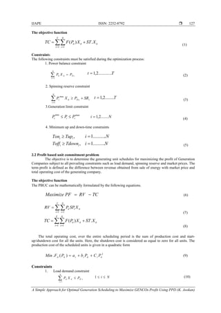 A Simple Approach for Optimal Generation Scheduling to Maximize GENCOs ...