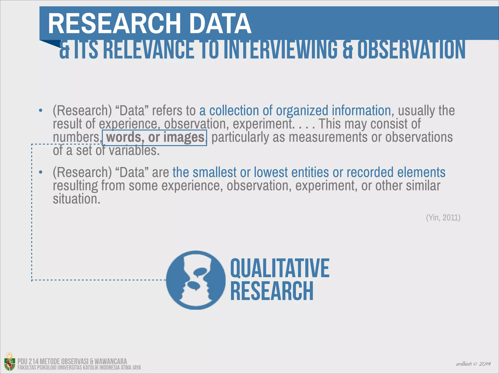 PDU 214 Methods of Observation & Interviewing: Introduction to ...