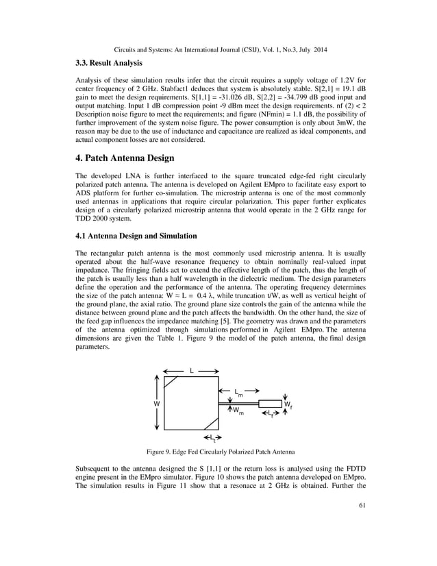 DESIGN AND ANALYSIS OF 2 GHz 130nm CMOS CASCODE LOW NOISE AMPLIFIER WITH INTEGRATED CIRCULARLY ...