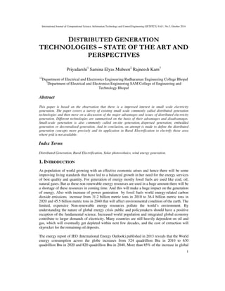 Distributed Generation Technologies - State of the Art and Perspectives ...