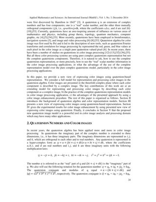 Retooling of Color Imaging in ihe Quaternion Algebra | PDF