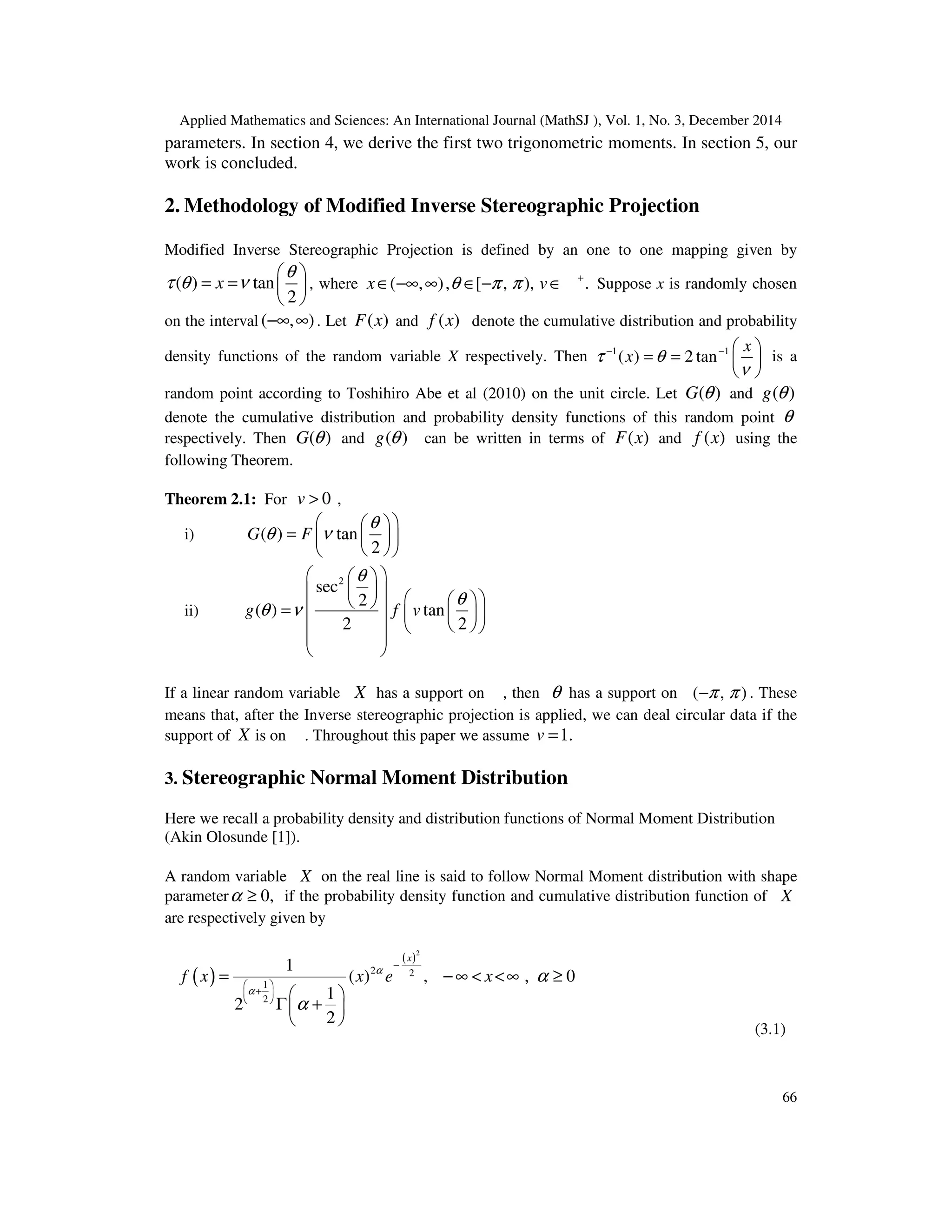 Stereographic Circular Normal Moment Distribution | PDF