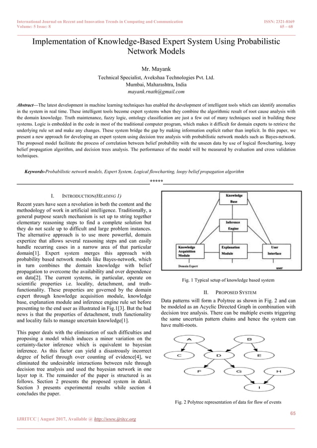 Implementation of Knowledge-Based Expert System Using Probabilistic Network Models | PDF