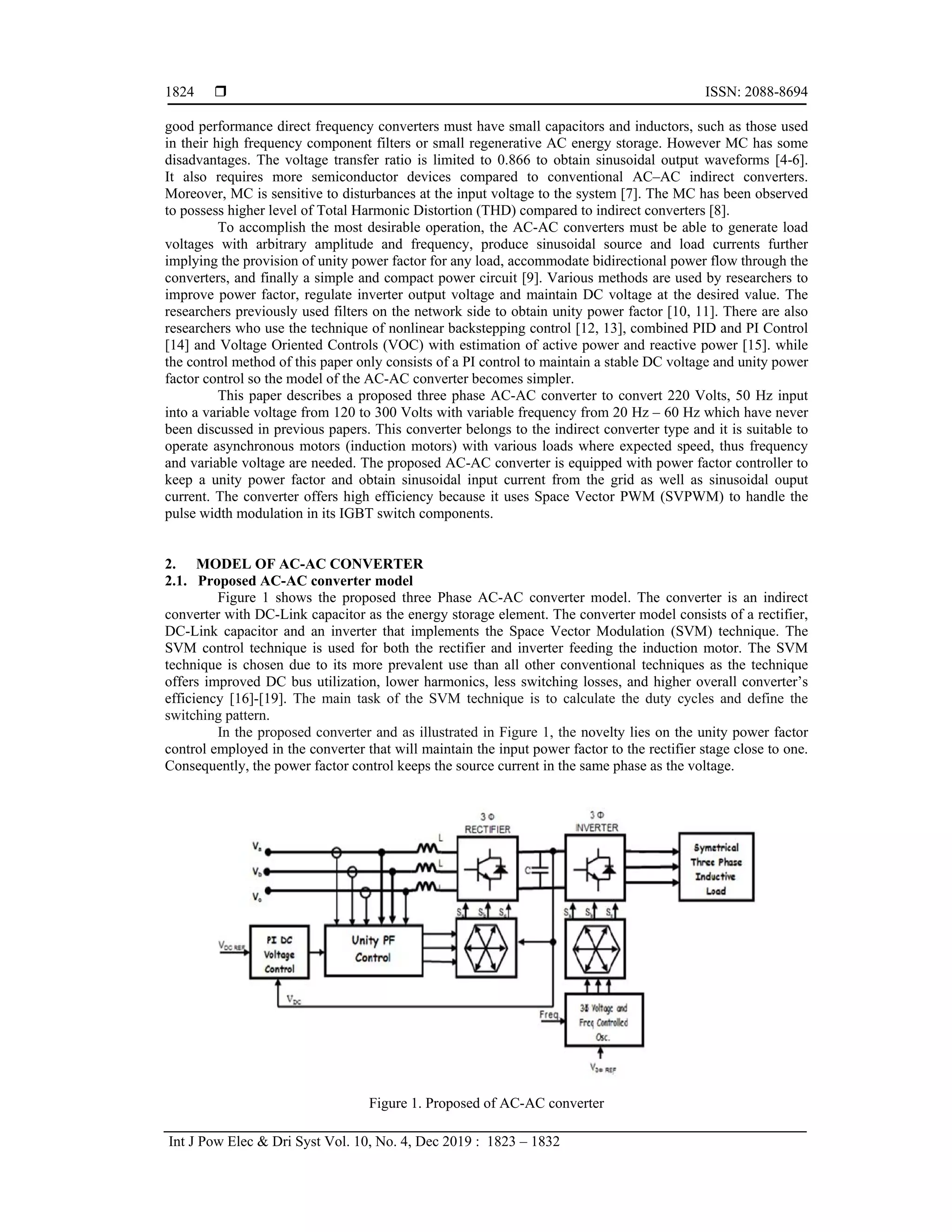 Modelling of three phase SVPWM AC-AC converter using unity power factor control | PDF