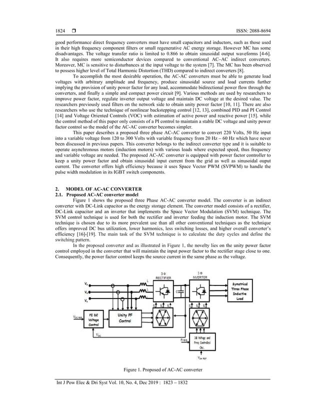 Modelling Of Three Phase Svpwm Ac Ac Converter Using Unity Power Factor