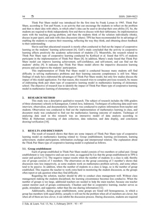 The impact of think pair share model on mathematics learning in ...