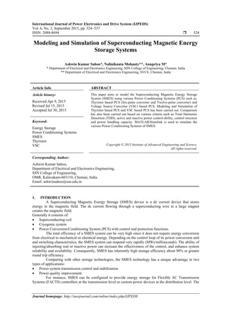 Modeling and Simulation of Superconducting Magnetic Energy Storage Systems | PDF