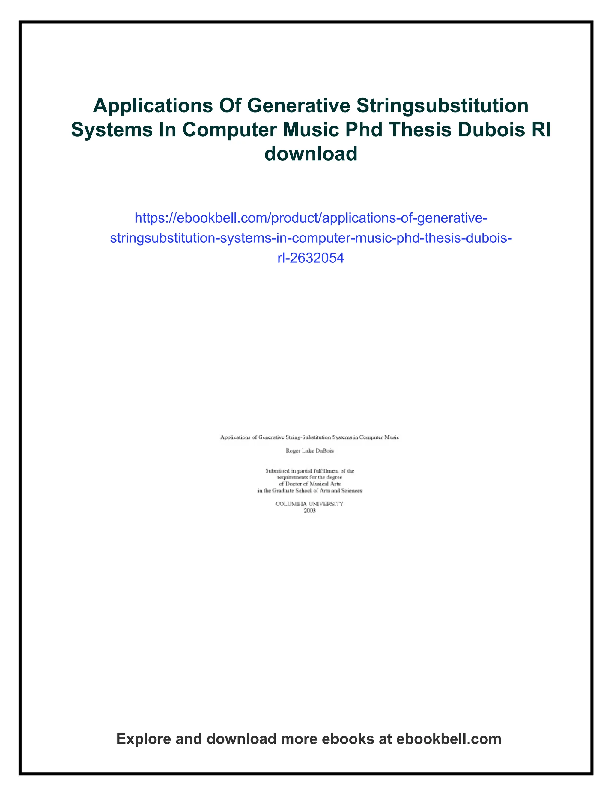 Applications Of Generative Stringsubstitution Systems In Computer Music ...