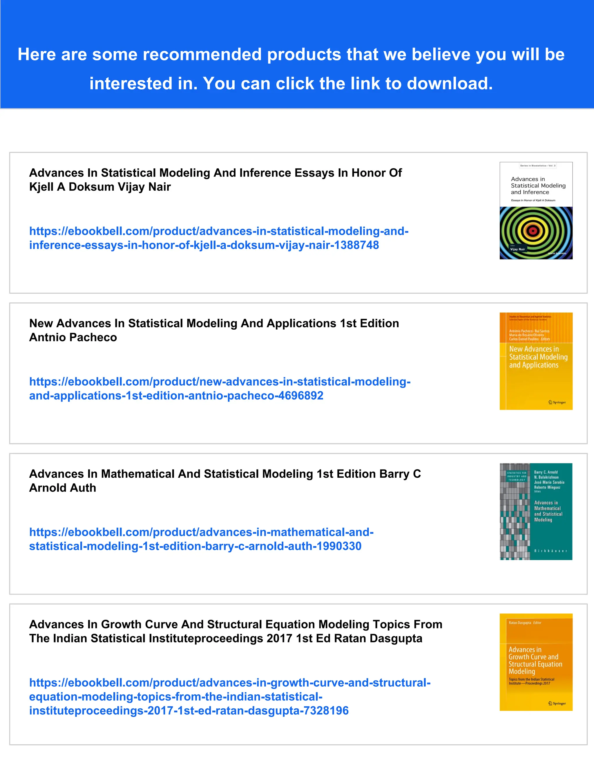 Advances In Statistical Modeling And Inference Essays In Honor Of Kjell ...