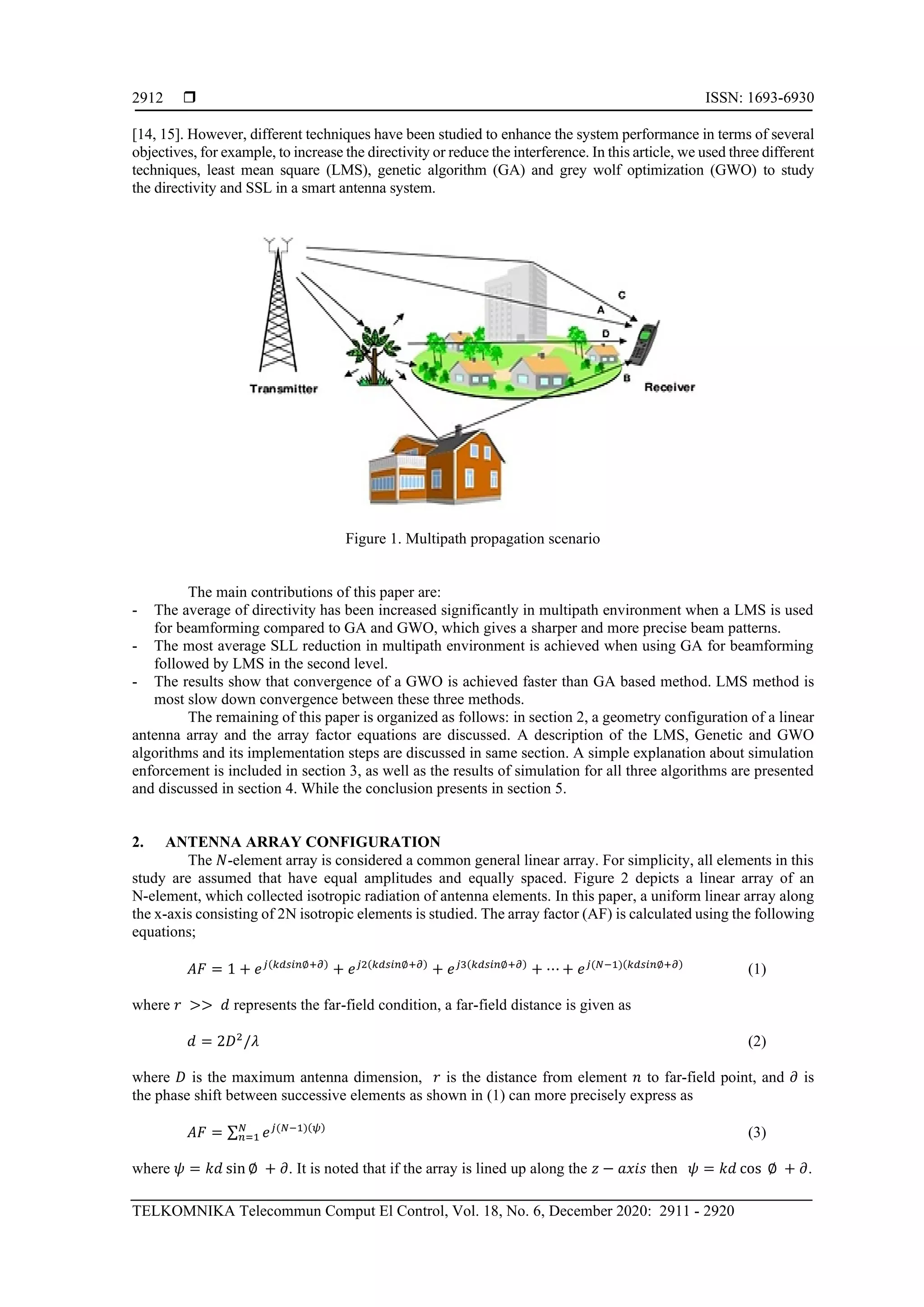 A beamforming comparative study of least mean square, genetic algorithm and grey wolf ...