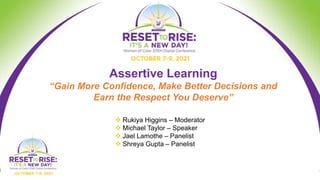 Assertiveness Learning - Gain More Confidence, Make Better Decisions ...