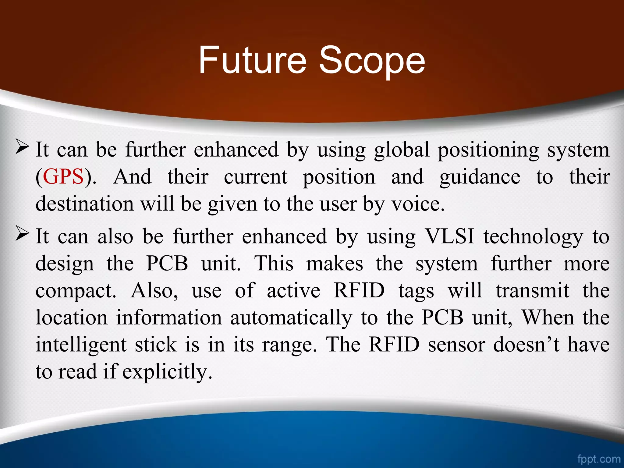 sensor assisted smart white cane for blind man using Arduino UNO | PPT