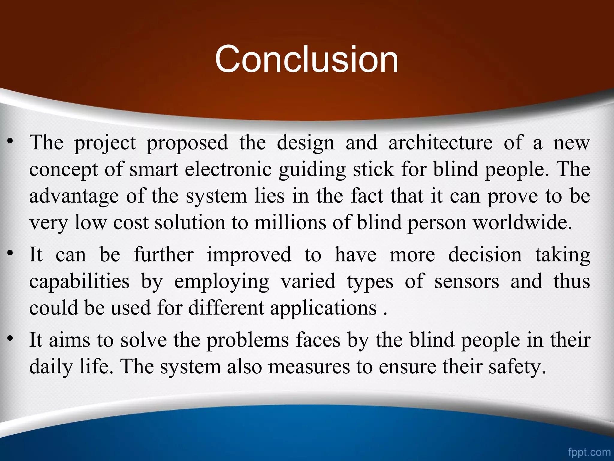 sensor assisted smart white cane for blind man using Arduino UNO | PPT ...