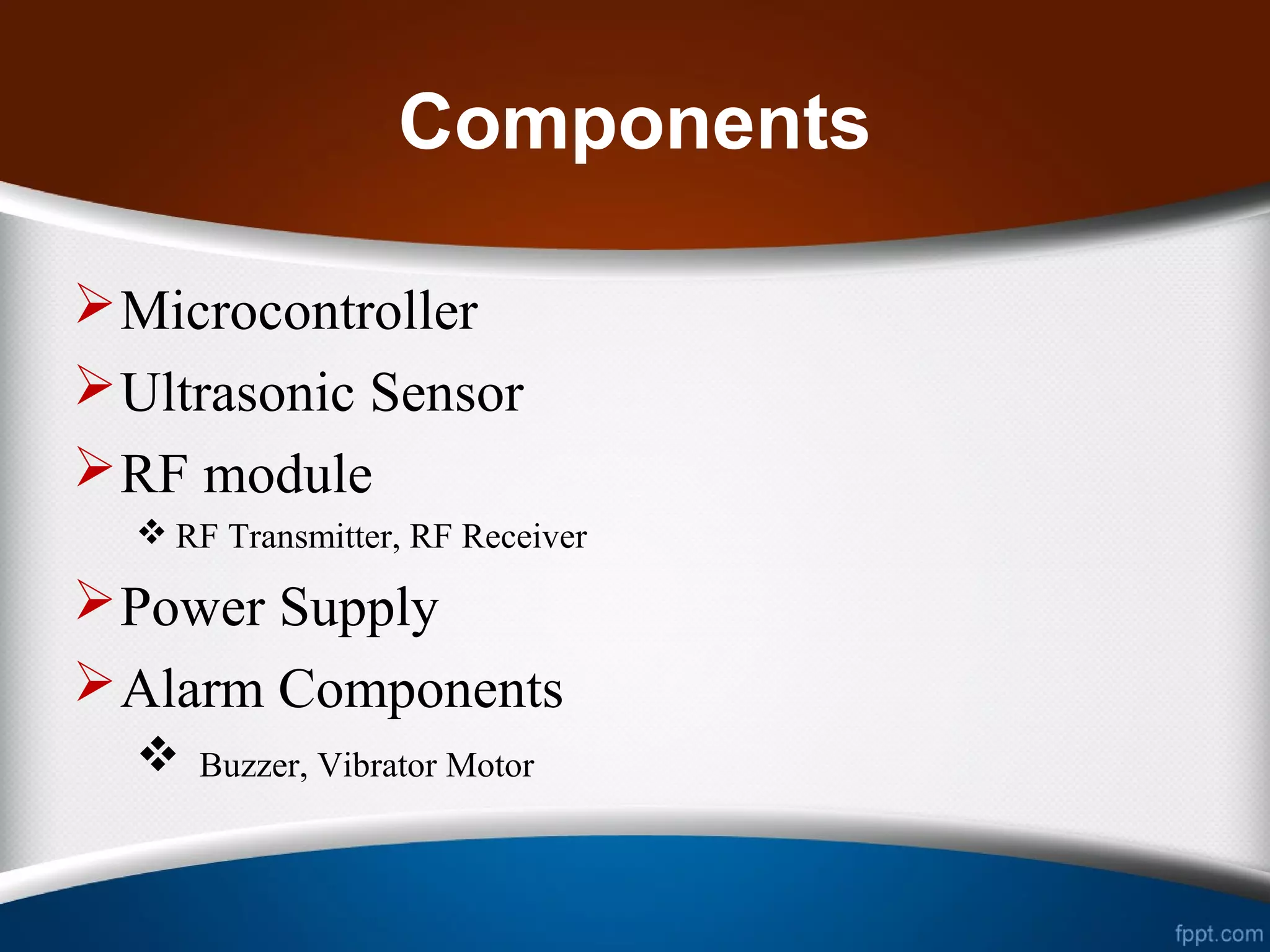 sensor assisted smart white cane for blind man using Arduino UNO | PPT ...