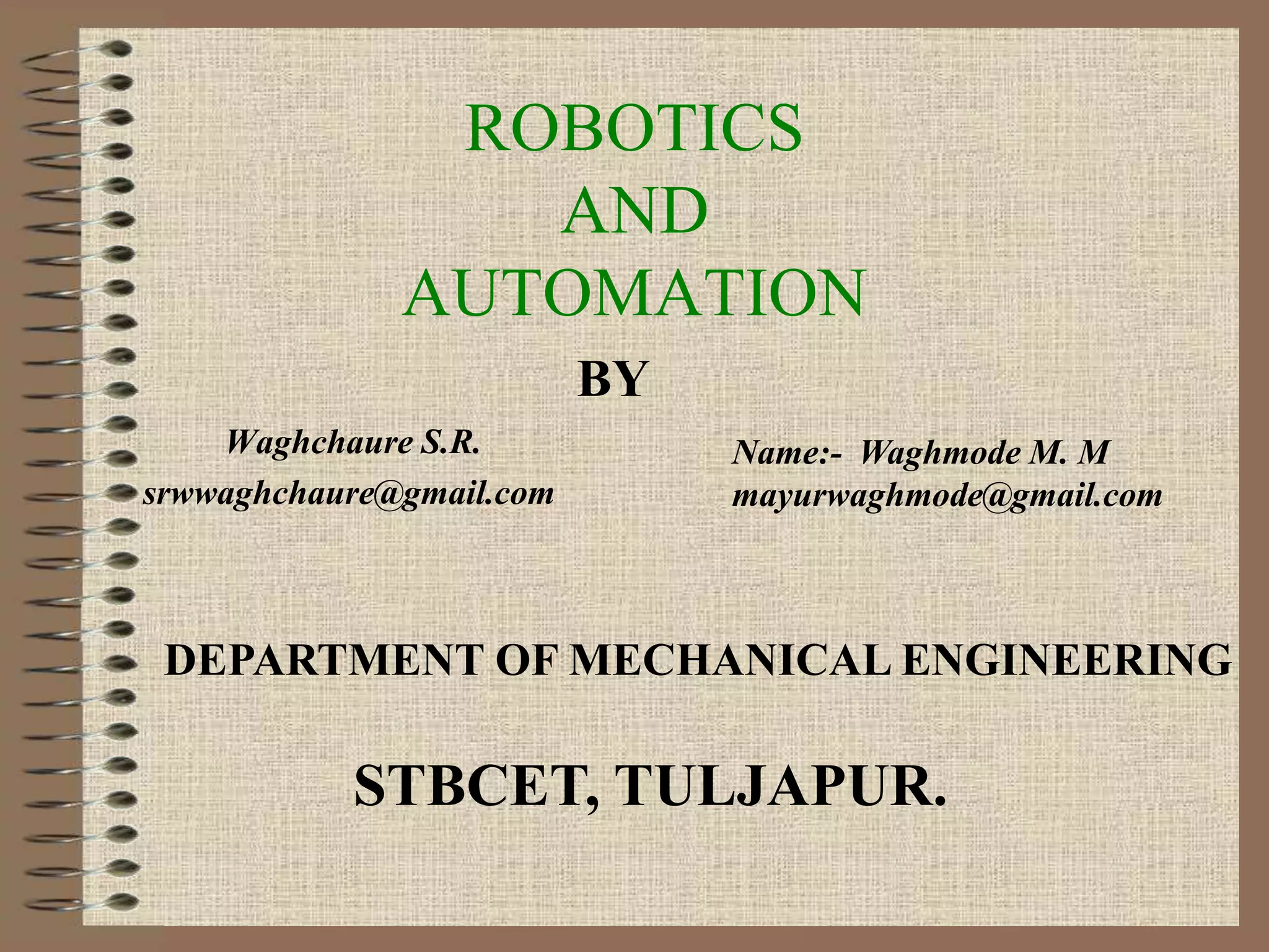 ROBOTICS and automation | PPT