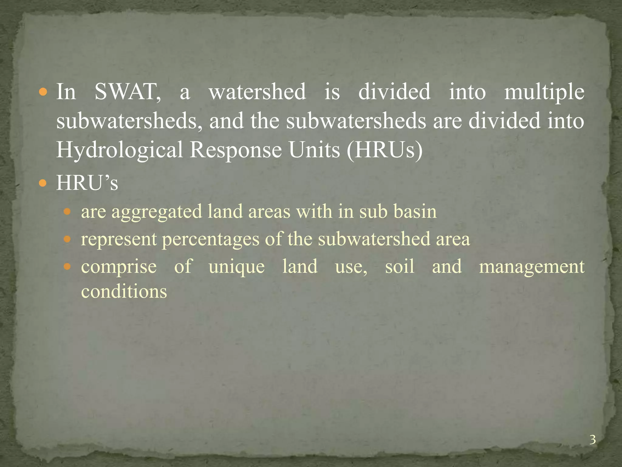 APPLICATIONS OF ARC SWAT MODEL FOR HYDROLOGICAL MODELLING | PPTX