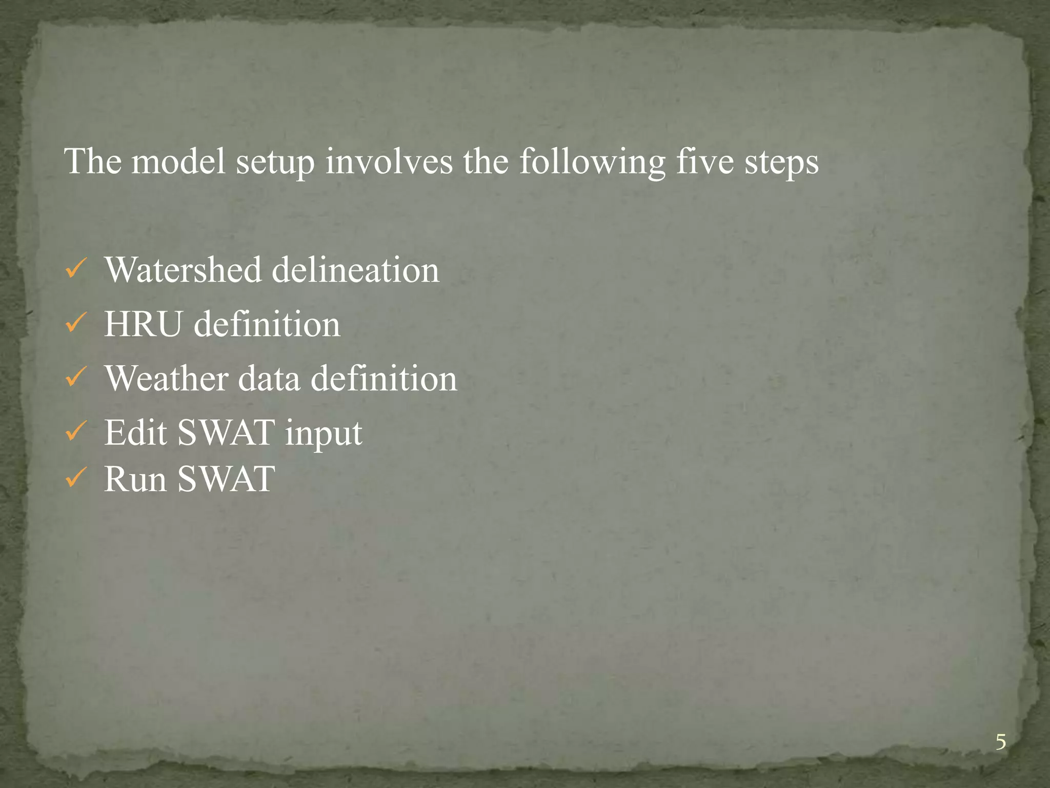APPLICATIONS OF ARC SWAT MODEL FOR HYDROLOGICAL MODELLING | PPTX