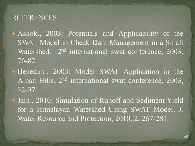 APPLICATIONS OF ARC SWAT MODEL FOR HYDROLOGICAL MODELLING | PPTX