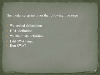 APPLICATIONS OF ARC SWAT MODEL FOR HYDROLOGICAL MODELLING | PPTX