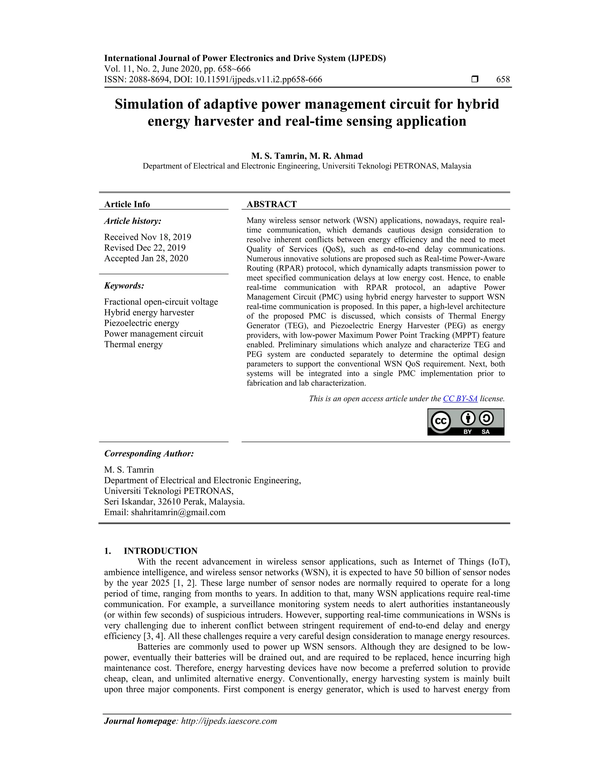 Simulation of adaptive power management circuit for hybrid energy ...
