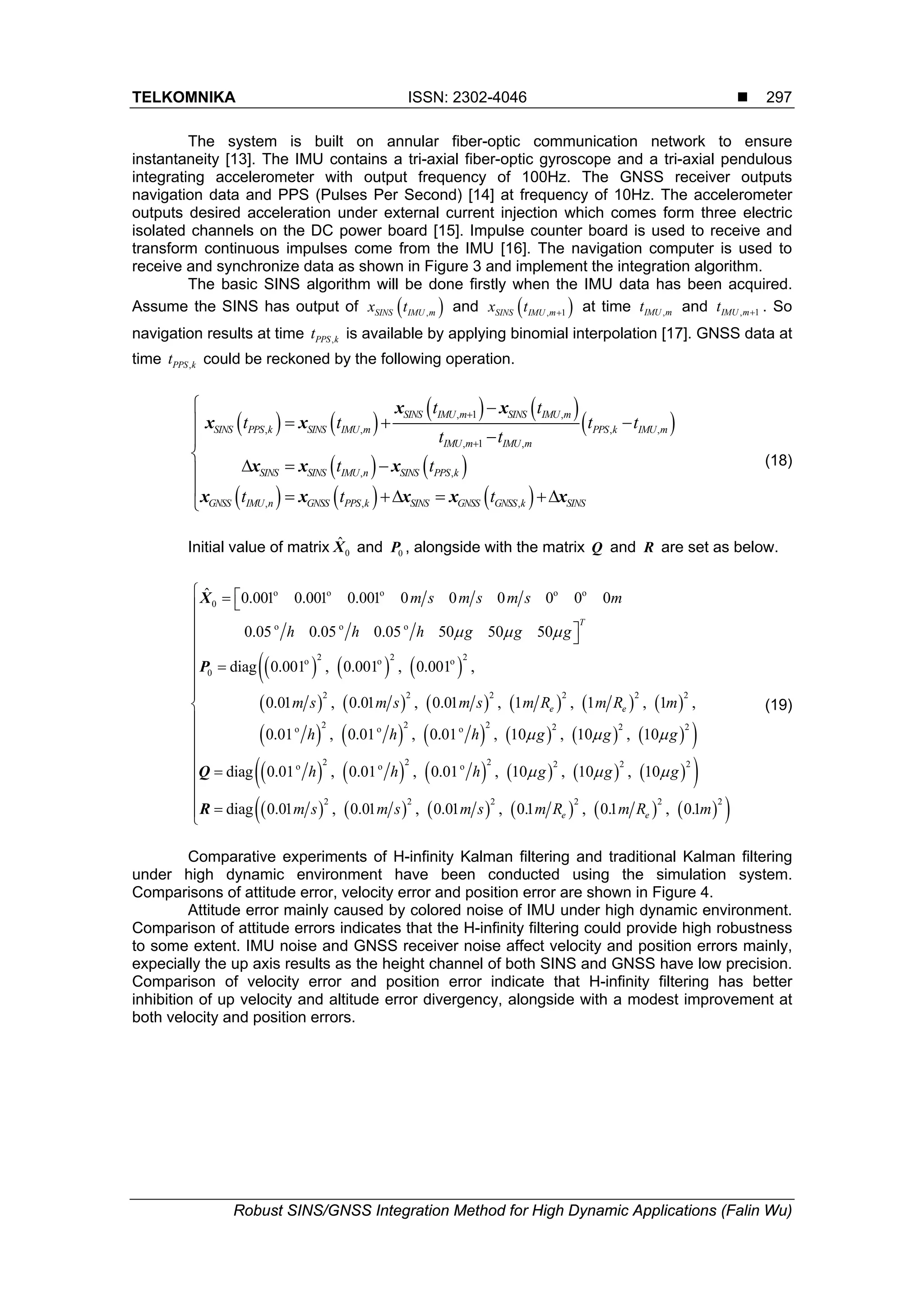Robust Sins Gnss Integration Method For High Dynamic Applications Pdf