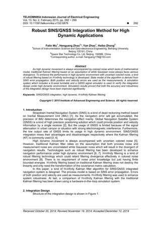 Robust SINS/GNSS Integration Method for High Dynamic Applications | PDF