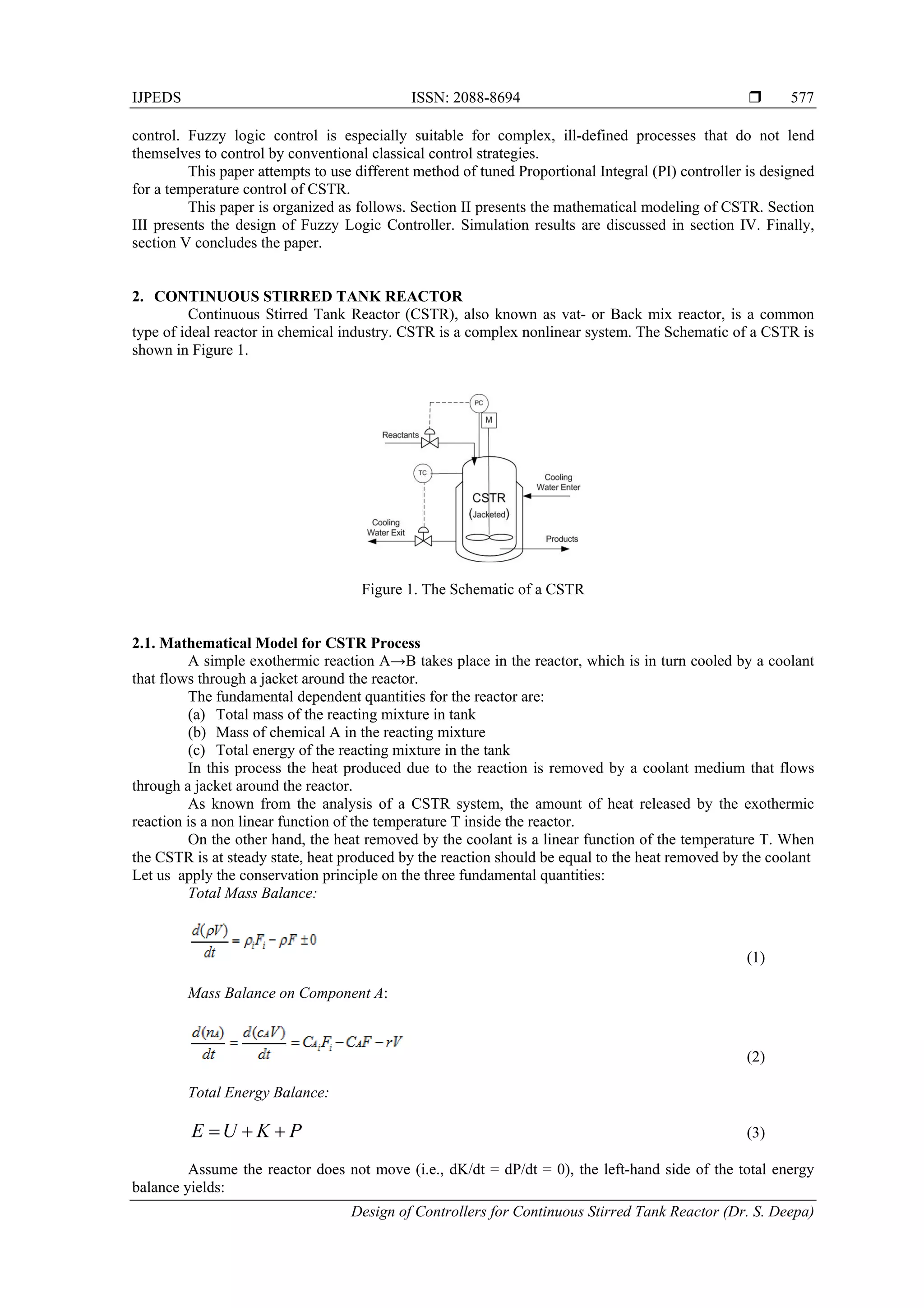 Design of Controllers for Continuous Stirred Tank Reactor | PDF