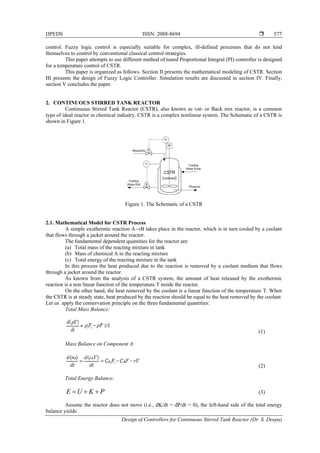 Design of Controllers for Continuous Stirred Tank Reactor | PDF