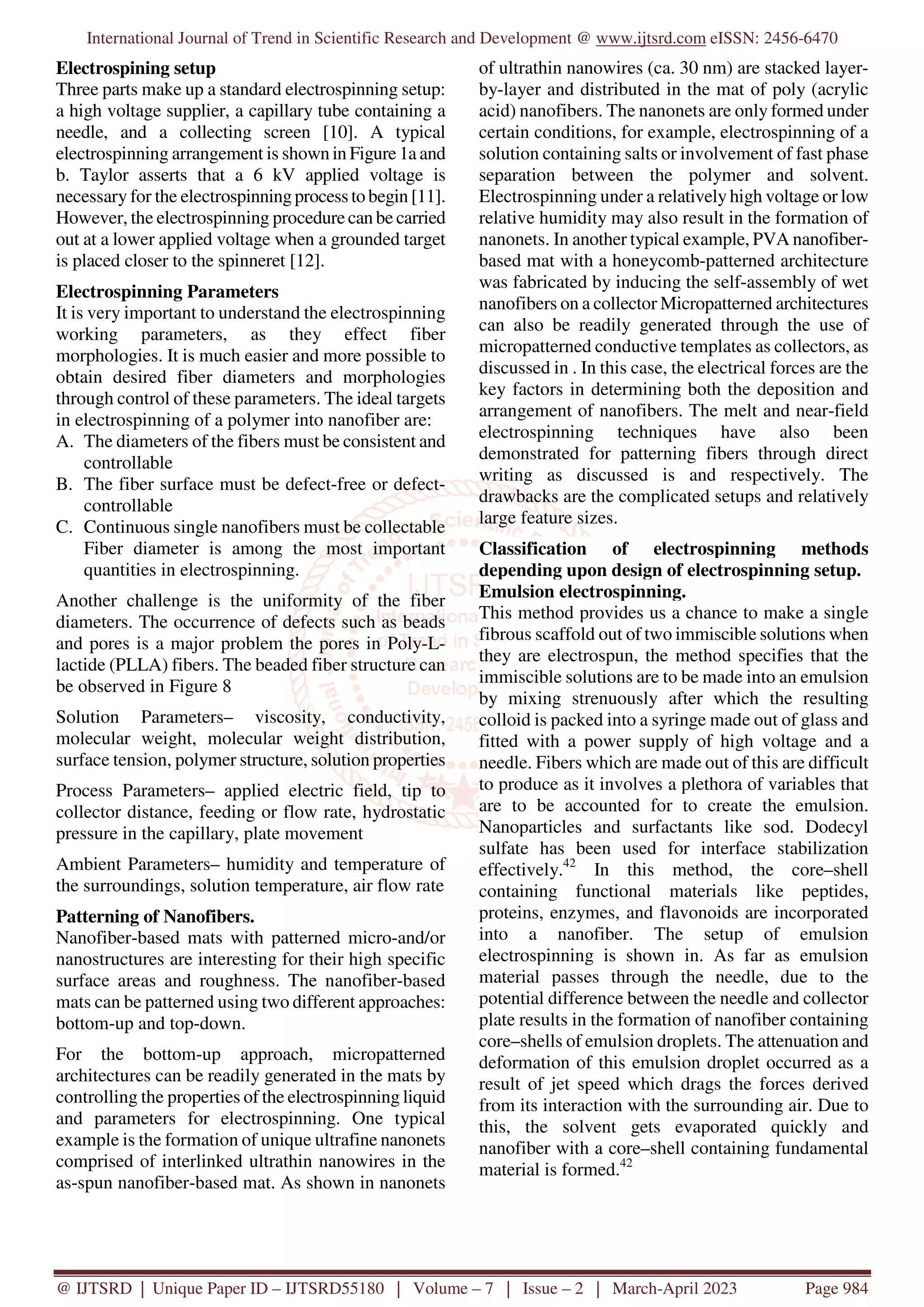 Electrospinning of Nanofibers and their Applications | PDF