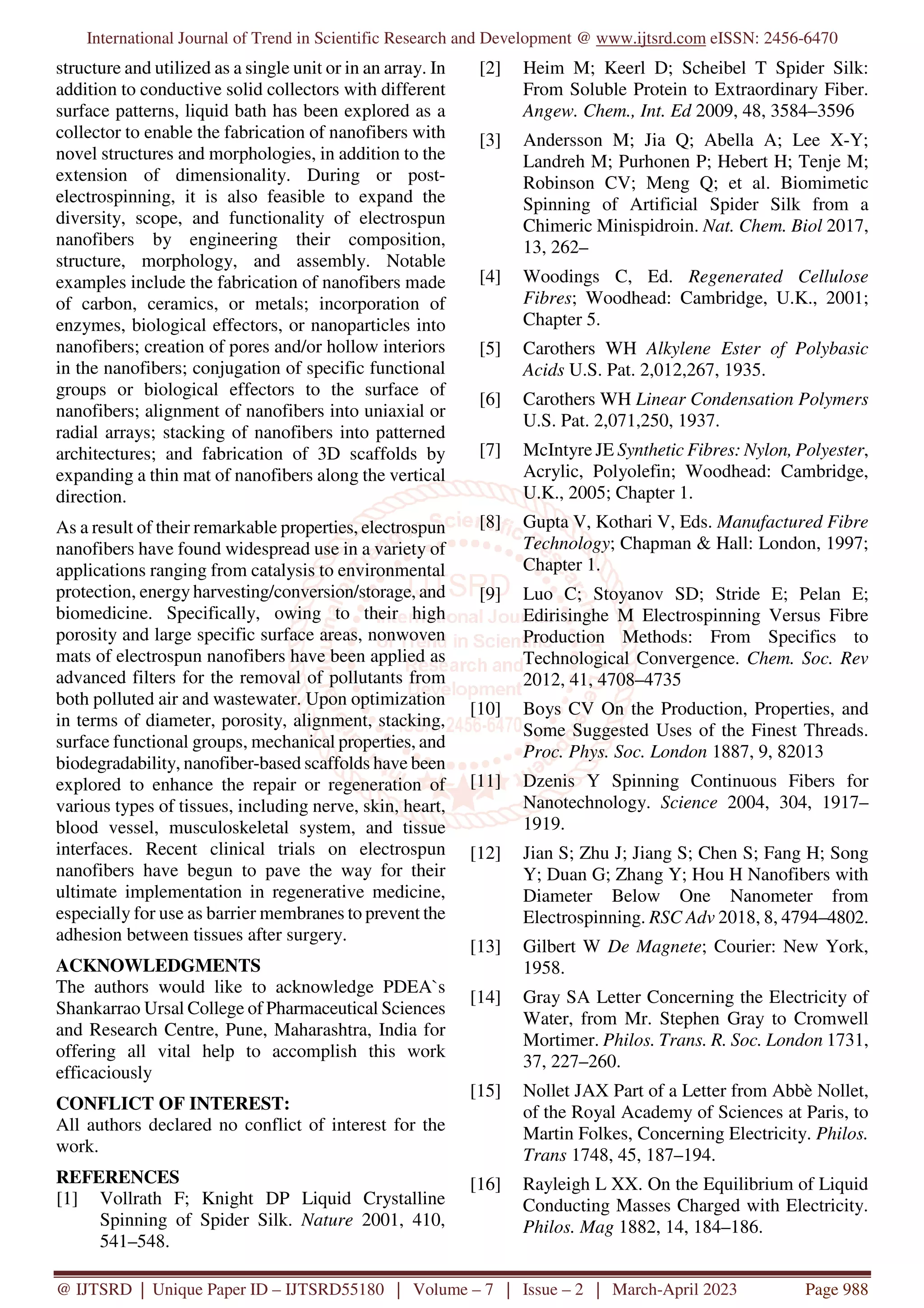 Electrospinning of Nanofibers and their Applications | PDF