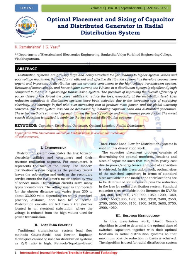 Optimal Placement And Sizing Of Capacitor And Distributed Generator In