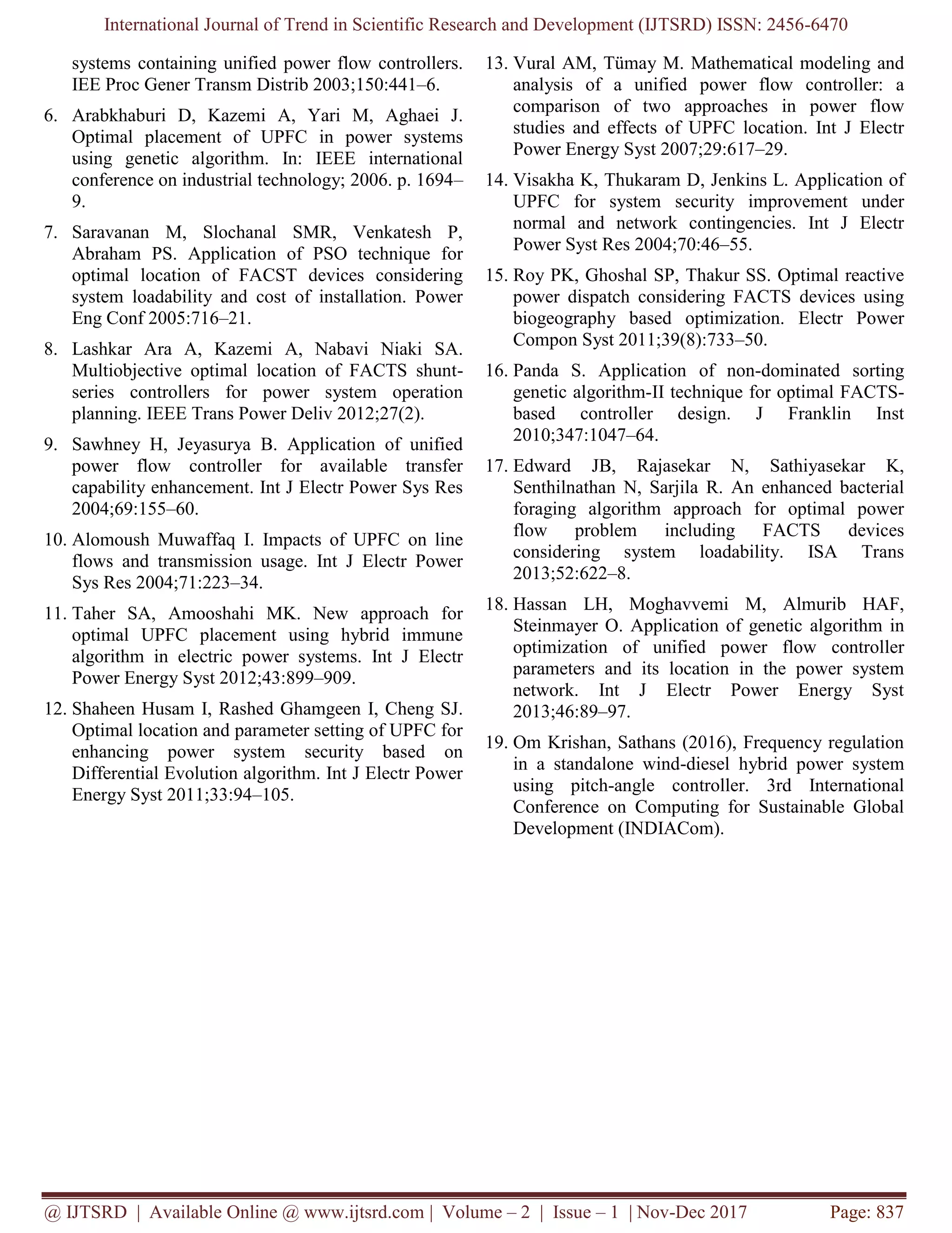 Power Quality Improvement in Power System using UPFC | PDF