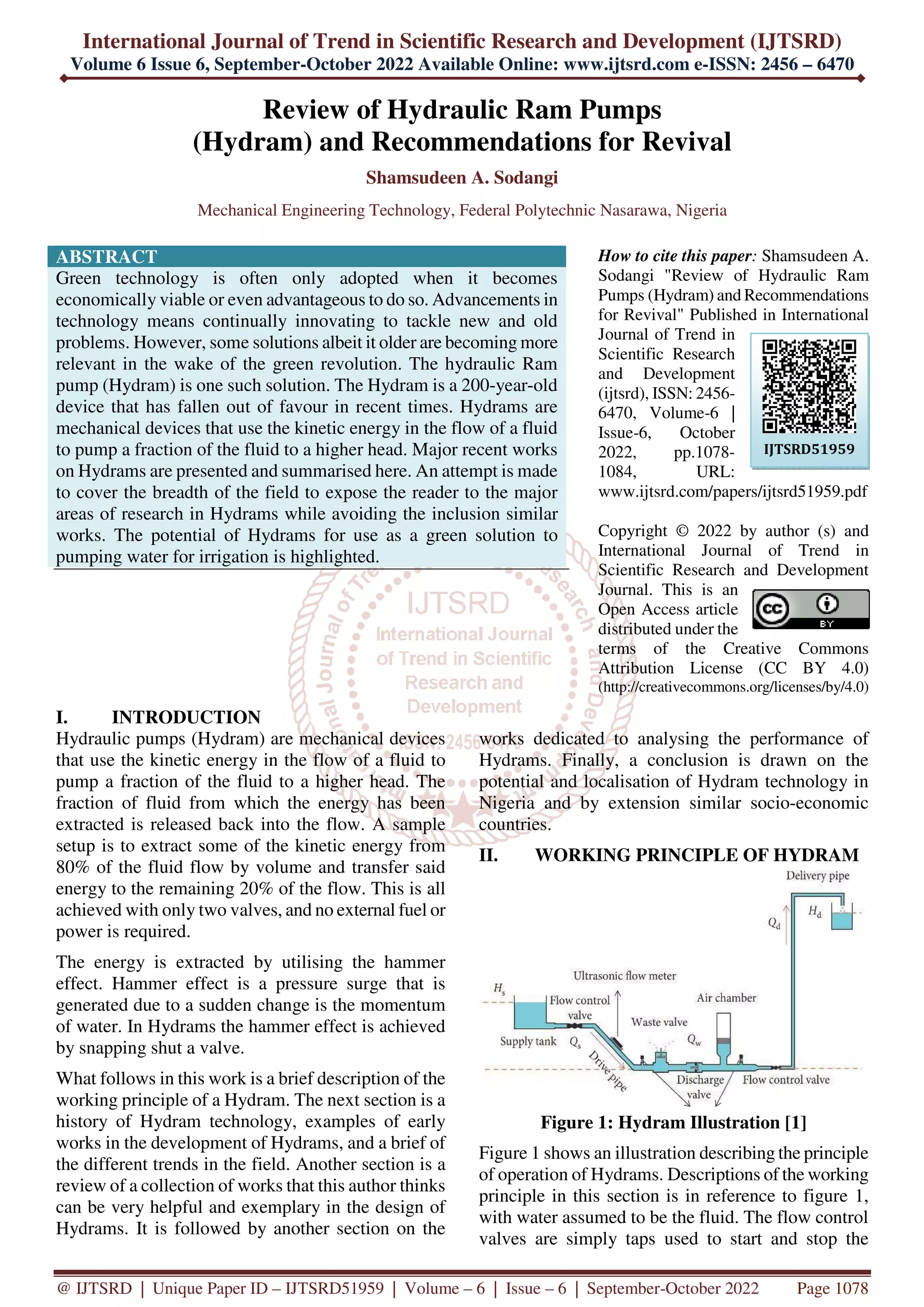 Review of Hydraulic Ram Pumps Hydram and Recommendations for Revival | PDF