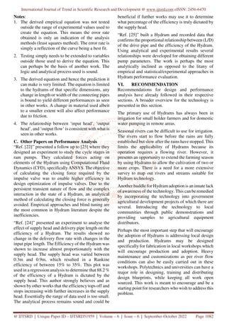 Review of Hydraulic Ram Pumps Hydram and Recommendations for Revival | PDF