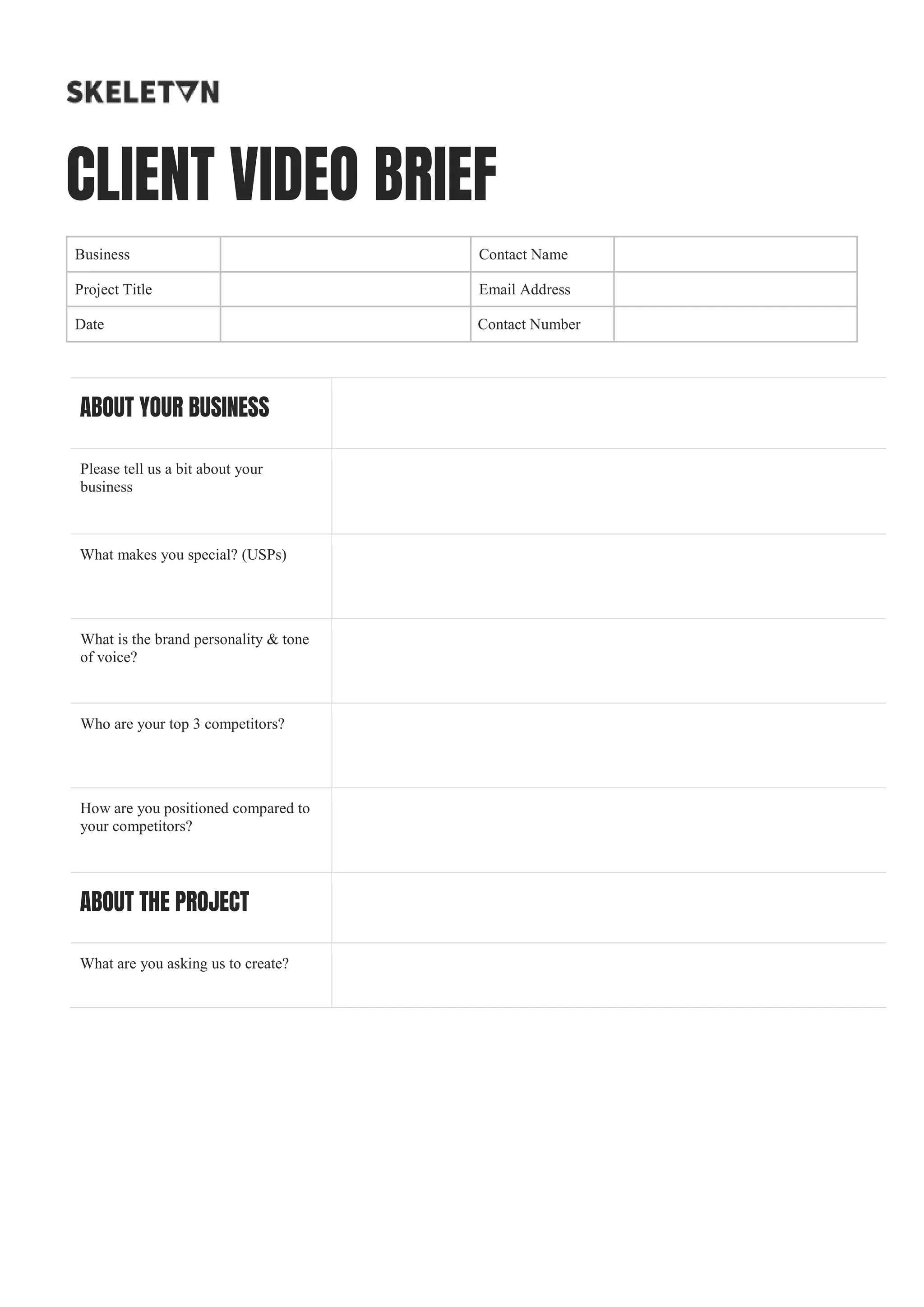 Video Production Brief | DOCX