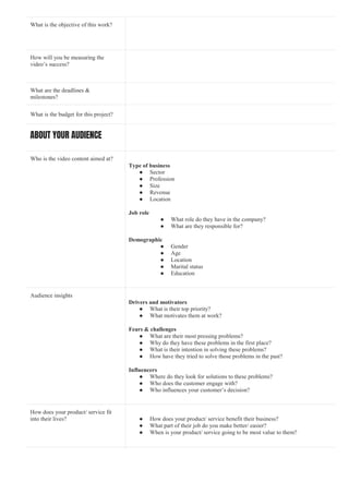 Video Production Brief | PDF