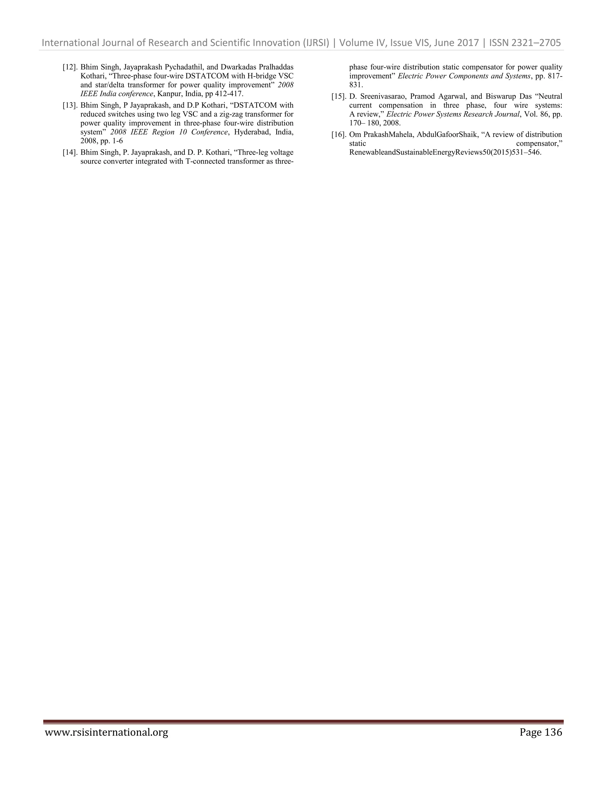 Power Factor Improvement In Distribution System Using Dstatcom Based On Unit Vector Template