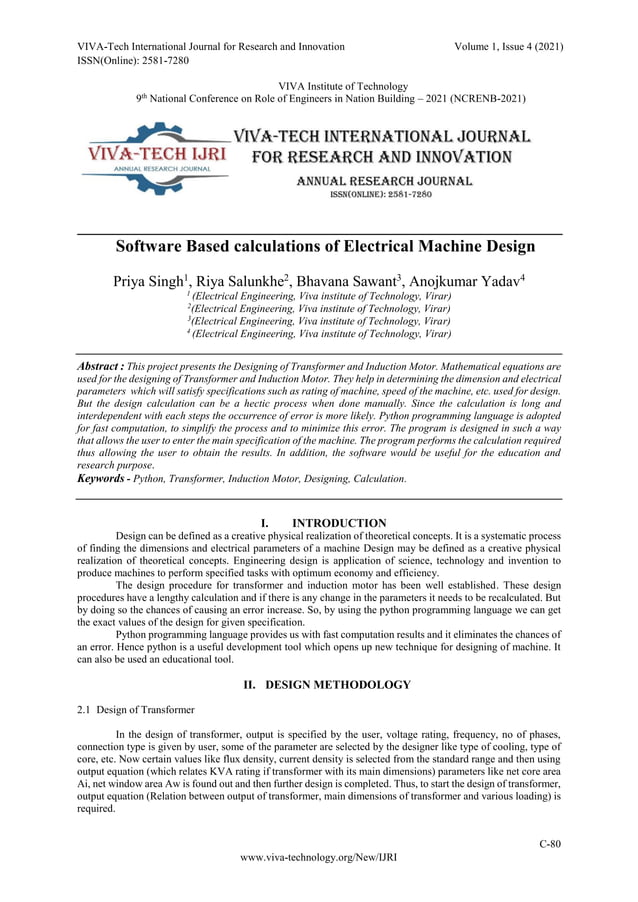 Software Based calculations of Electrical Machine Design | PDF