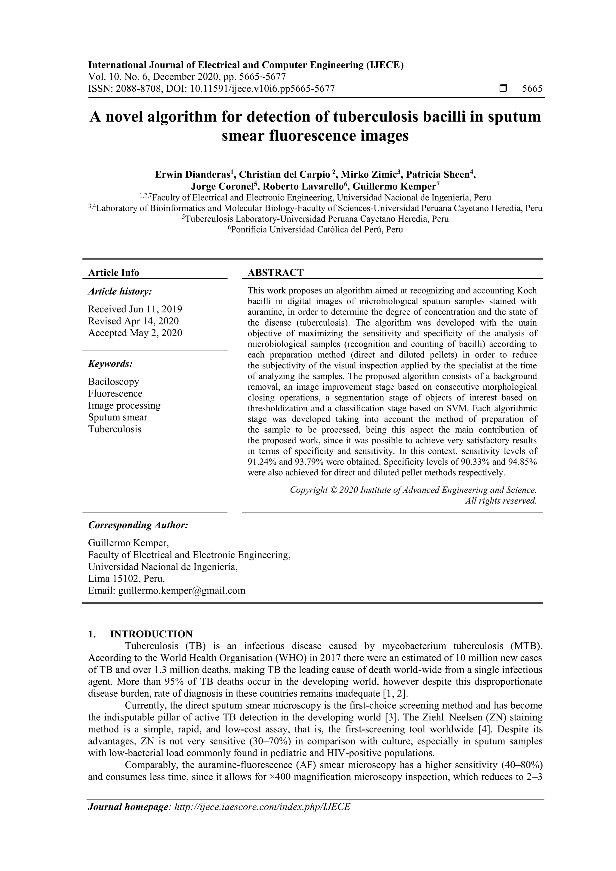 A Novel Algorithm For Detection Of Tuberculosis Bacilli In Sputum Smear Fluorescence Images Pdf
