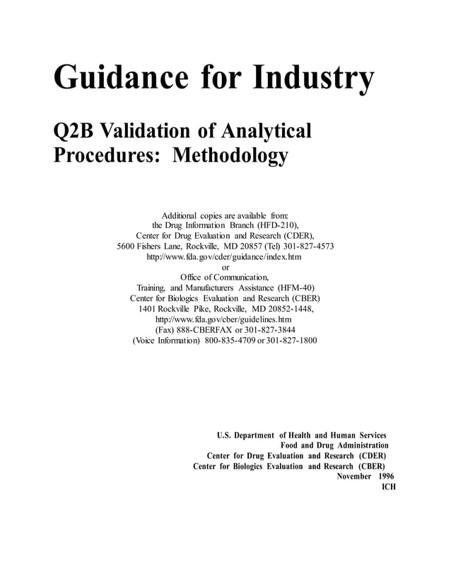 Guidance for Industry Q2B Methodology | PDF