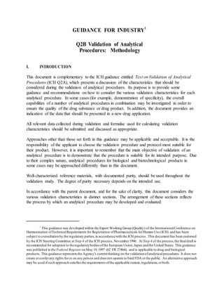 Guidance for Industry Q2B Methodology | PDF