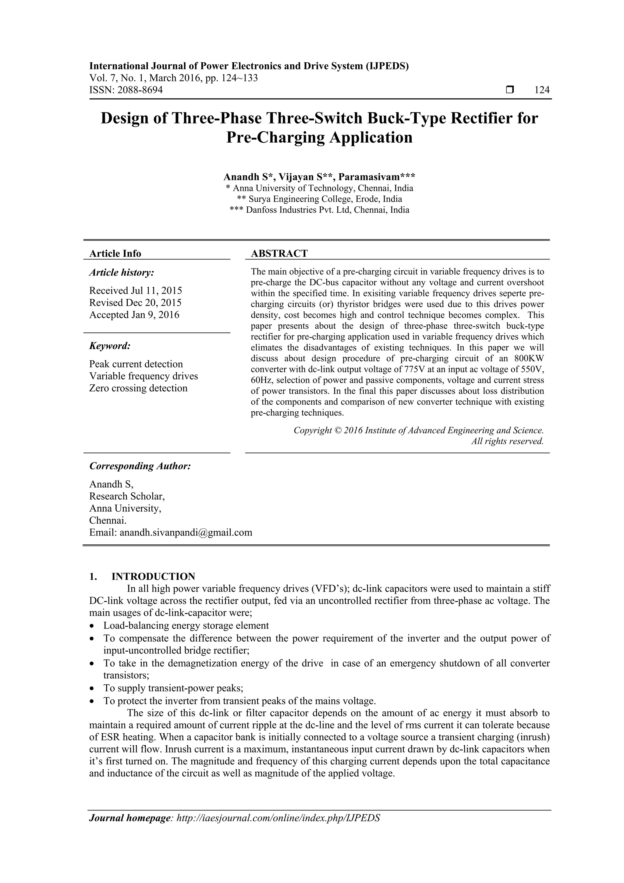 Design of Three-Phase Three-Switch Buck-Type Rectifier for Pre-Charging ...