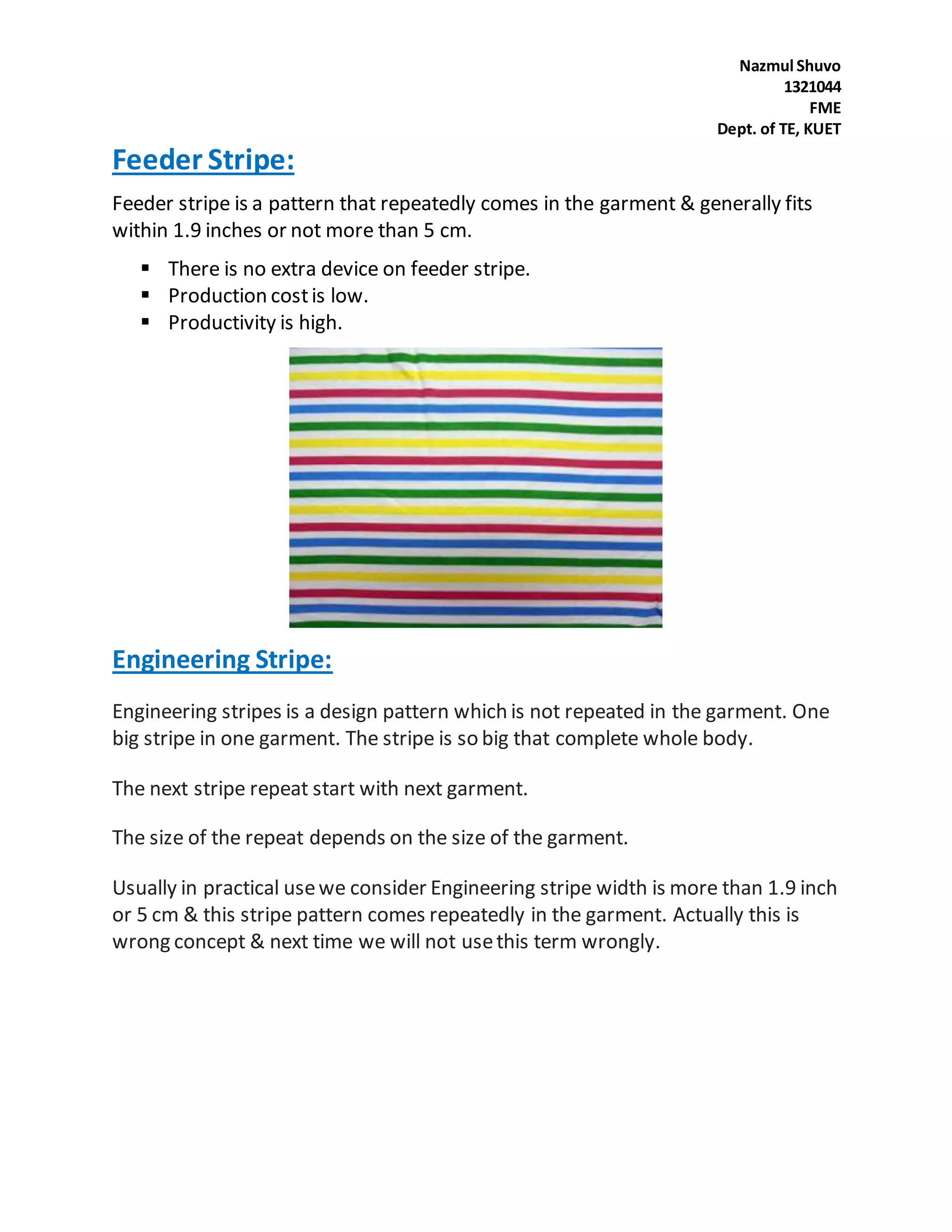 Feeder stripe, Auto stripe, Engineering stripe | DOCX