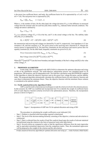 Firefly analytical hierarchy algorithm for optimal allocation and sizing of DG in distribution ...