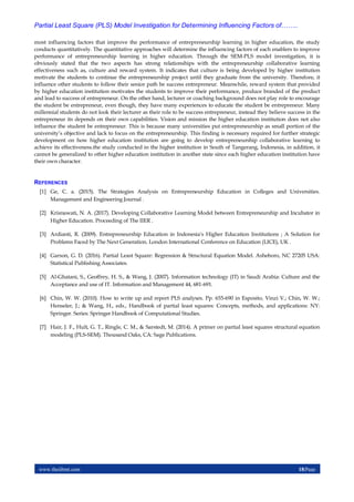 Partial Least Square (PLS) Model Investigation for Determining Influencing Factors of ...