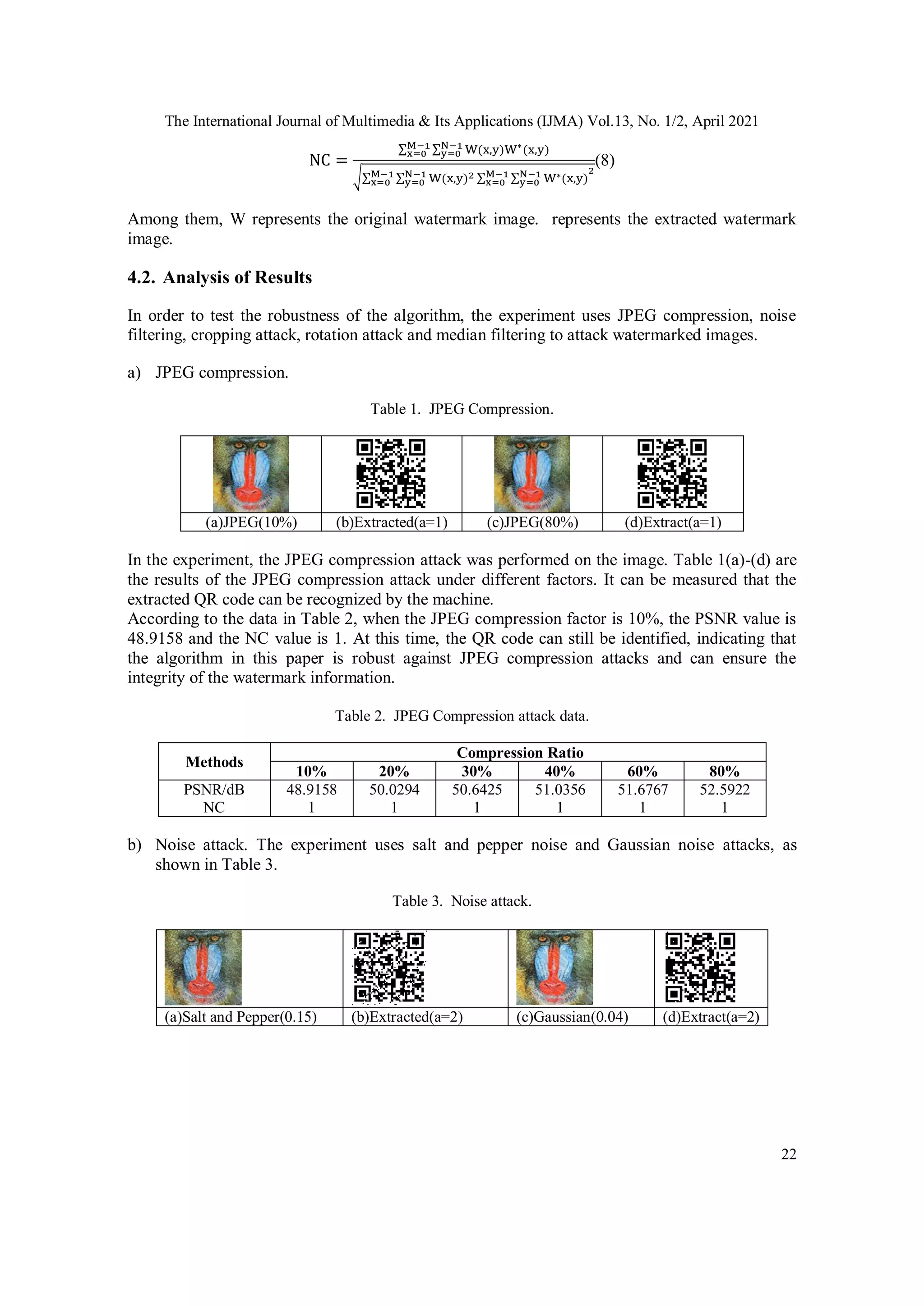 BLIND EXTRACTION OF DIGITAL WATERMARKING ALGORITHM FOR COLOR IMAGES | PDF