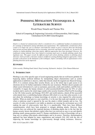 PHISHING MITIGATION TECHNIQUES: A LITERATURE SURVEY | PDF