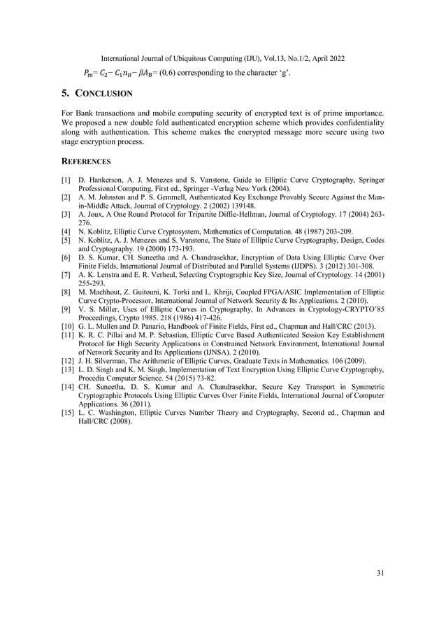 AUTHENTICATED PUBLIC KEY ENCRYPTION SCHEME USING ELLIPTIC CURVE CRYPTOGRAPHY | PDF