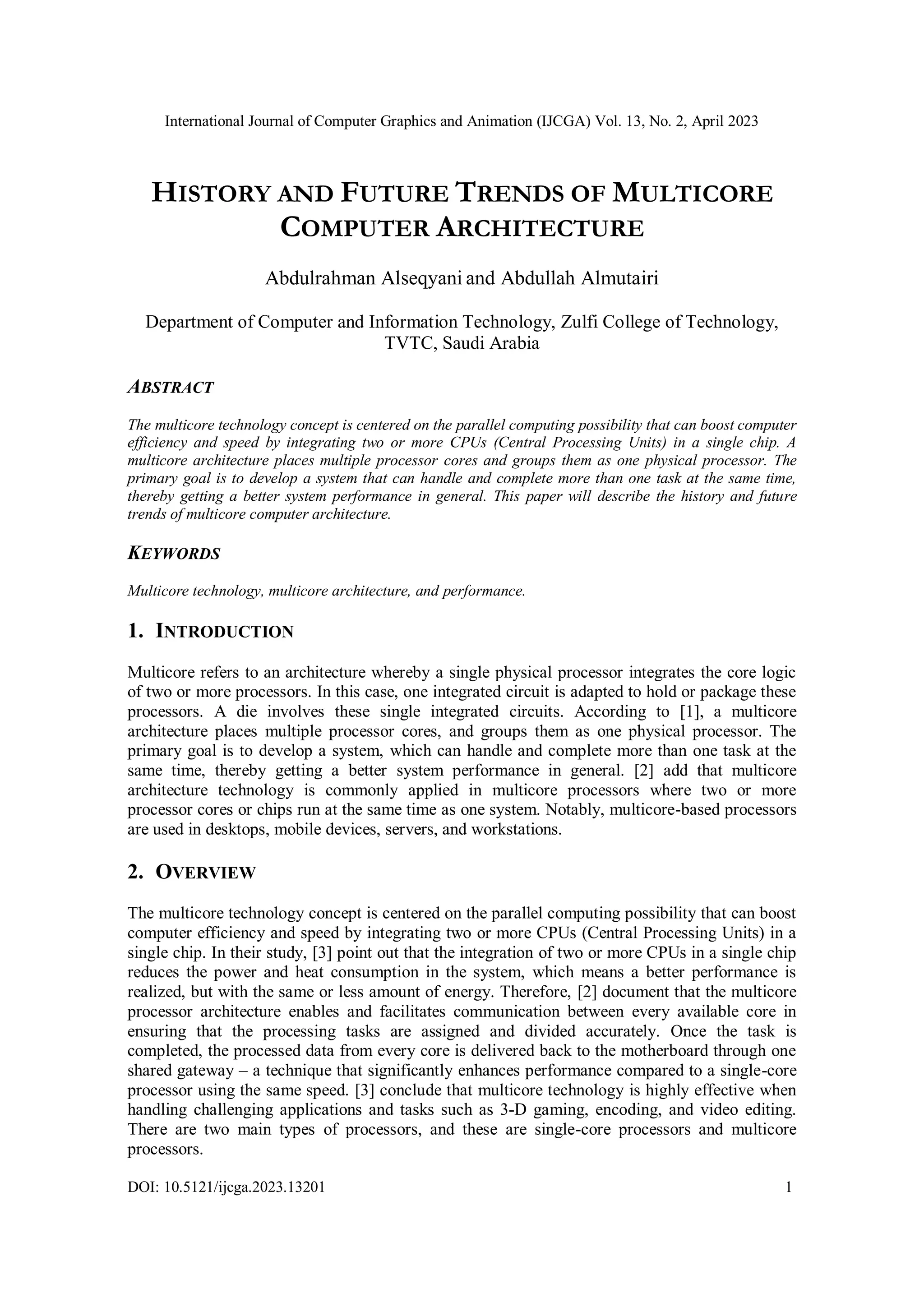 HISTORY AND FUTURE TRENDS OF MULTICORE COMPUTER ARCHITECTURE | PDF