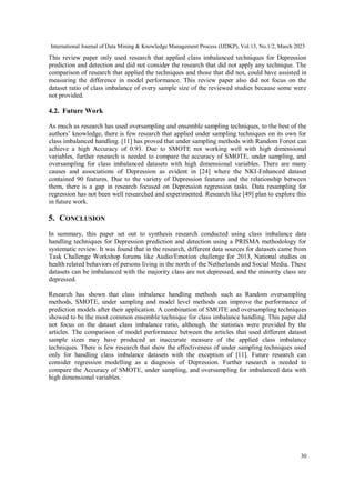 Class Imbalance Handling Techniques used in Depression Prediction and Detection | PDF